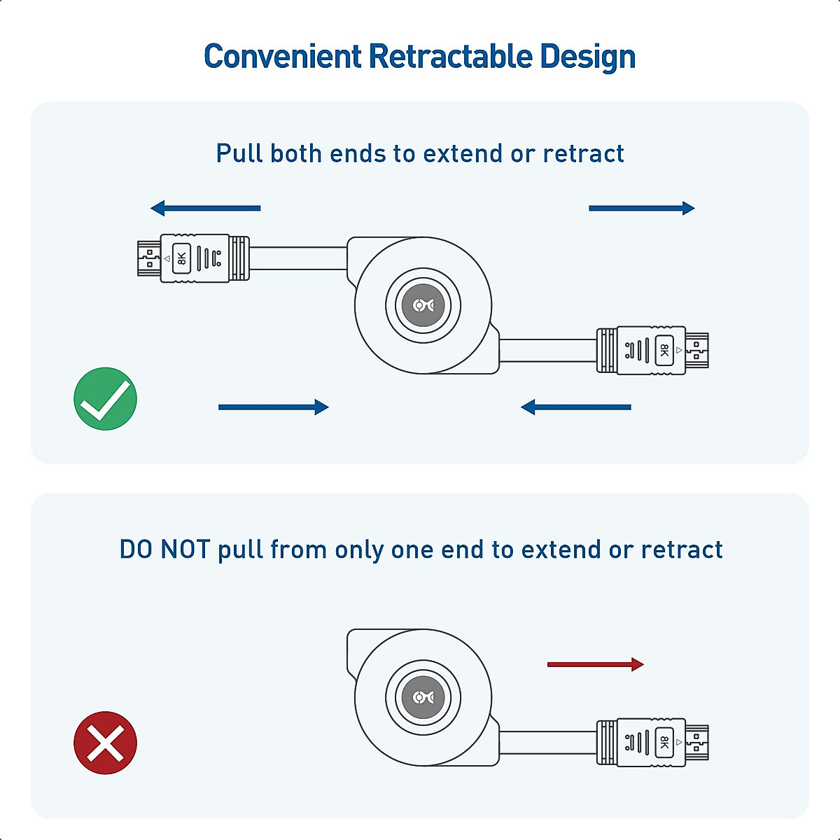 Cable Matters 8K 60Hz / 4K 120Hz Retractable HDMI Cable with HDR Support - 3.3 Feet