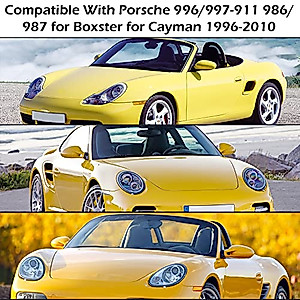 2Pcs Sun Visor Mirror Covers Compatible with Porsche 996/997-911 986/987 Boxster Cayman 1996-2010 Accessories, Driver and Passenger Side Visor Lid Vanity Mirror Covers with Installation Tool