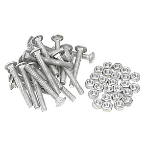 5/16" x 2 1/2" Long Carriage Bolts with Nuts, Galvanized Steel (Set of 25)