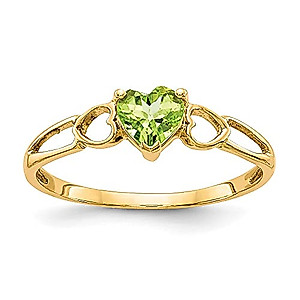 IceCarats 10K Yellow Gold Green Peridot Heart Love Ring Gemstone Band August Birthstone Jewelry Size 7