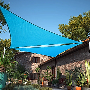 ShadeMart 8' x 8' x 8' Turquoise Triangle Sun Shade Sail UPF50 Canopy smTAPT08 Fabric Cloth Screen, Water Air Permeable & UV Resistant, Heavy Duty, Carport Patio Outdoor - (We Customize Size)