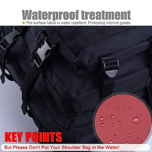 R.SASR Black Tactical Backpack, Military Backpack, Molle Backpack.(Black-01)