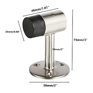 TOPHOME Floor Mount Door Stop Heavy Duty Door Stopper with Rubber Bumper Stainless Steel Brushed Nickel 3 Inch Height