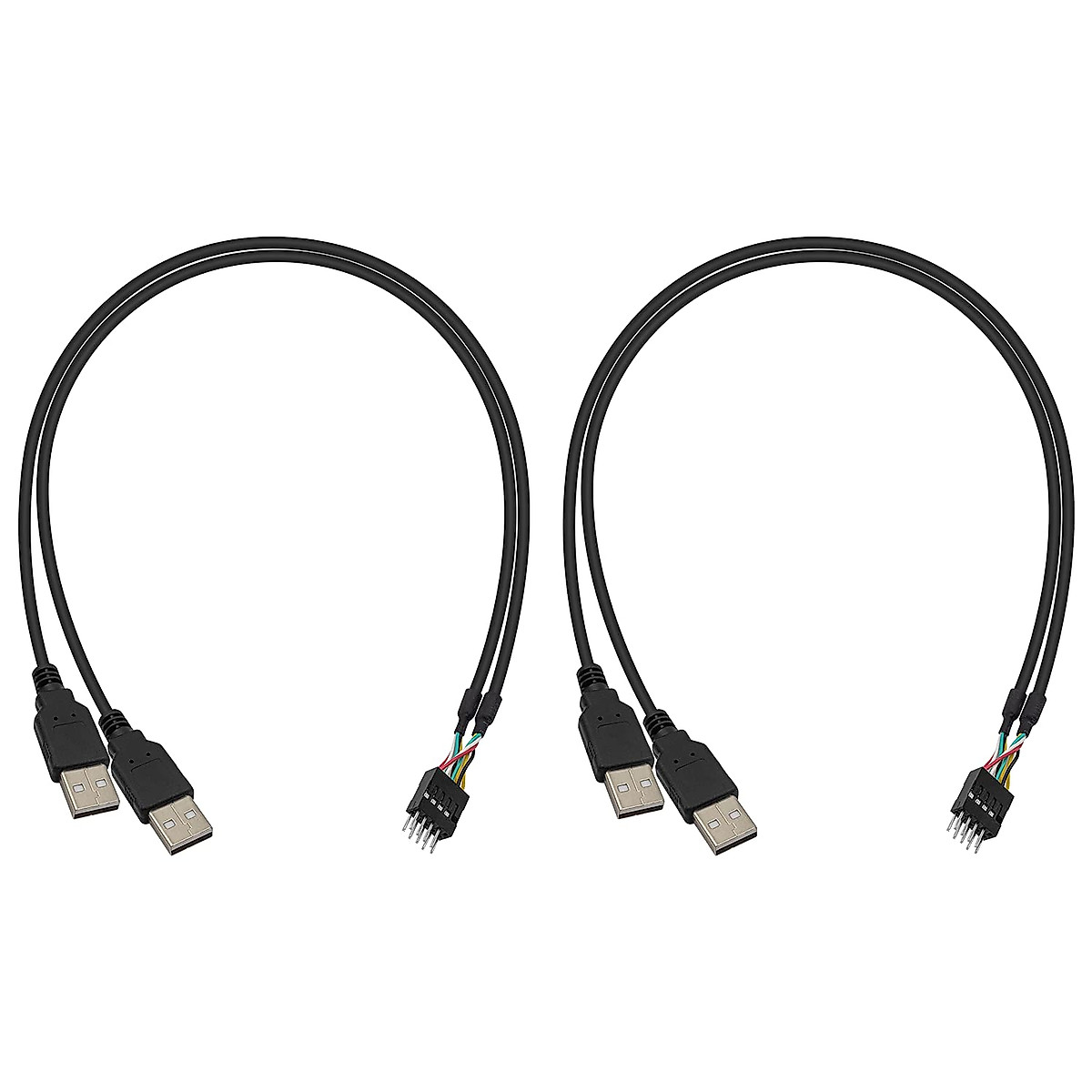 Duttek 9 Pin Male Header,USB Header Male Splitter, 9 pin USB Splitter, to Dual USB Male Cable Use to Connected Devices Design to Plug into USB Motherboard Header Pins to USB 2.0 Connector 0.5M 2pack