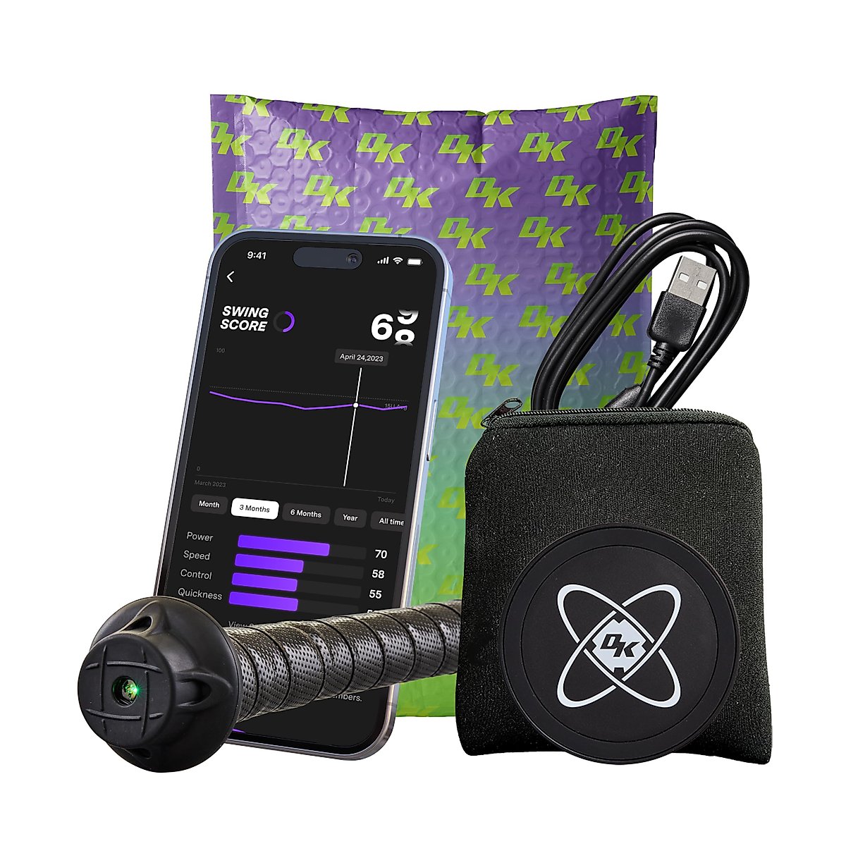 Diamond Kinetics SwingTracker Bat Sensor and Swing Analyzer with Free 1-Year Subscription for Baseball and Softball