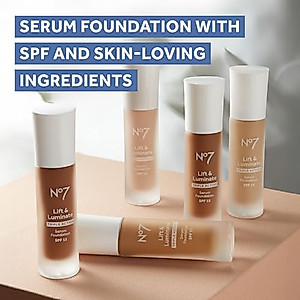 No7 Lift & Luminate Triple Action Serum Foundation - Cool Ivory - Liquid Foundation Makeup with SPF 15 for Dewy, Glowy Base - Radiant Serum Foundation for Mature Skin (30ml)