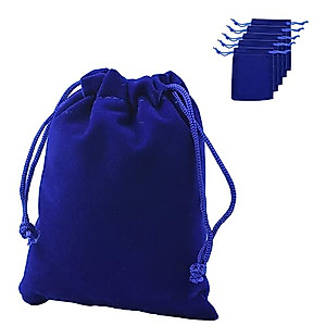 KUPOO 25 Pack 5x7 Inch Velvet Drawstring Bags,Black Drawstrings Velvet Bags for Jewelry,Drawstring Bags,Candy Bags,Party Favors (Royal Blue)