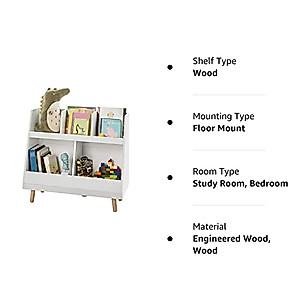 Haotian KMB19-W, Children Kids Bookcase with 5 Compartments, Storage Book Shelf, Storage Display, Rack, Organizer, Holder