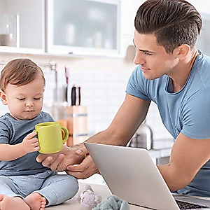 3 Pieces Silicone Training Cup for Infants 2 Handled Toddlers Open Cup Reliable Baby Learning Cup for Baby, Helps Infant Develop Independent Drinking Skills Fast (Pink, Yellow, Green)