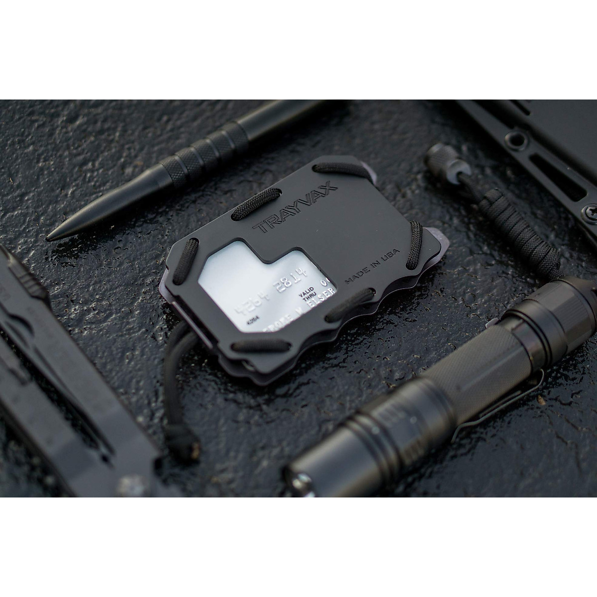 Trayvax Original 2.0 Wallet, RFID Front Pocket Tactical Metal Credit Card Holder with Money Clip, Slim Minimalist Wallet for Men and Women, Black