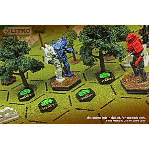 LITKO Premium Printed Mecha Battlefield Terrain Tokens | Compatible with BattleTech | Set of 10 (Heavy Woods)