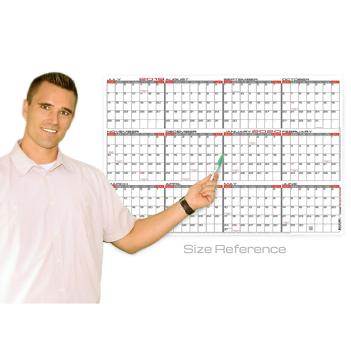 JJH Planners - Paper - 24" x 36" Large Academic 2023-2024 Wall Calendar - Horizontal 12 Month Yearly Annual Planner (P-23-24h-24x36)