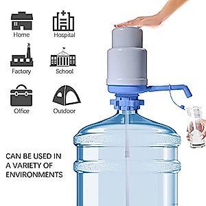 5 Gallon Water Dispenser - Manual Water Dispenser for 5 Gallon Bottle Non Drips, Easy Hand Press Water Pump Dispenser Fit for 2-6 Gallon Bottle (Blue)