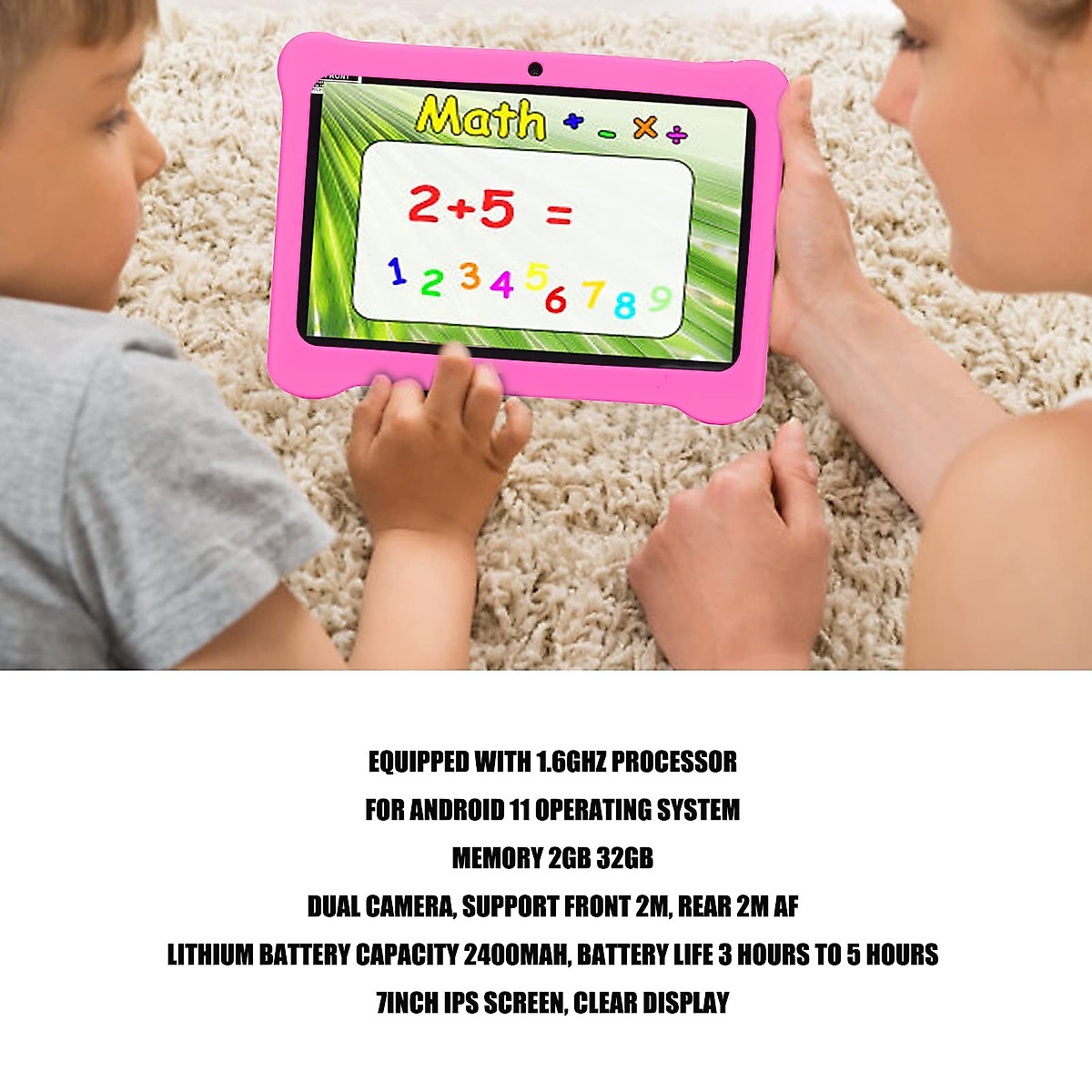 Ayayu Kids Tablet 7 Inch DDR 2GB Educational Kids Tablet with Dual Camera for Children to Study at Home