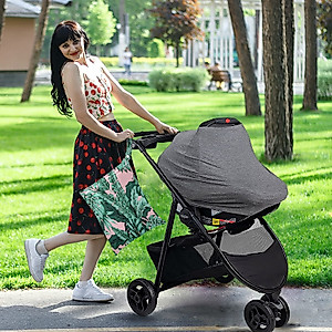 2pcs Cloth Diaper Wet Dry Bags Waterproof Tropical Green Palm Leaves Pink Reusable Washable Travel Beach Yoga Gym Bag for Swimsuits Wet Clothes