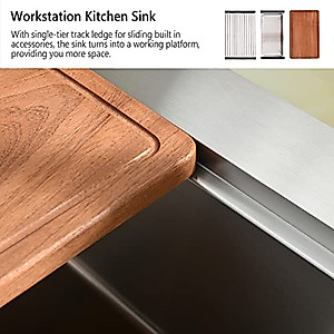 Jshozzy 30 Inch Drop in Kitchen Sink Workstation, 30x22 Drop-in Top Mount Kitchen Sink Stainless Steel Kitchen Sink Single Bowl Deep Kitchen Sink with Offset Drain