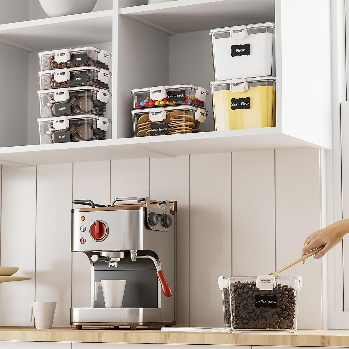 APLOP Airtight Food Storage, 5 Piece Set, Coffee Containers, Space Saving