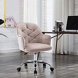 Gecheer Velvet Swivel Shell Chair for Living Room, Modern Leisure Arm Chair, 360° Swivel Office Task Chair with Wheels - Grey