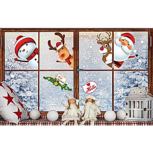 130PCS Christmas Window Clings Stickers,Christmas Decorations,Santa Claus, a Lovely Deer, Snowman, Small Gifts, Christmas Windows Decals can Remove The Sticker, Used for Christmas Decoration