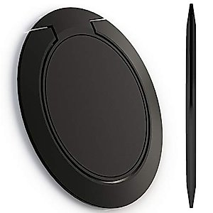 World's Slimmest Phone Ring Holder,Attom Tech Ultra Thin Cell Phone Ring Stand Magnetic Car Mount Hook Matte Center Compatible for iPhone X 8 7 Plus 6S 6 5s 5 SE,Galaxy S8 S7 S6 Edge,Note (Black)