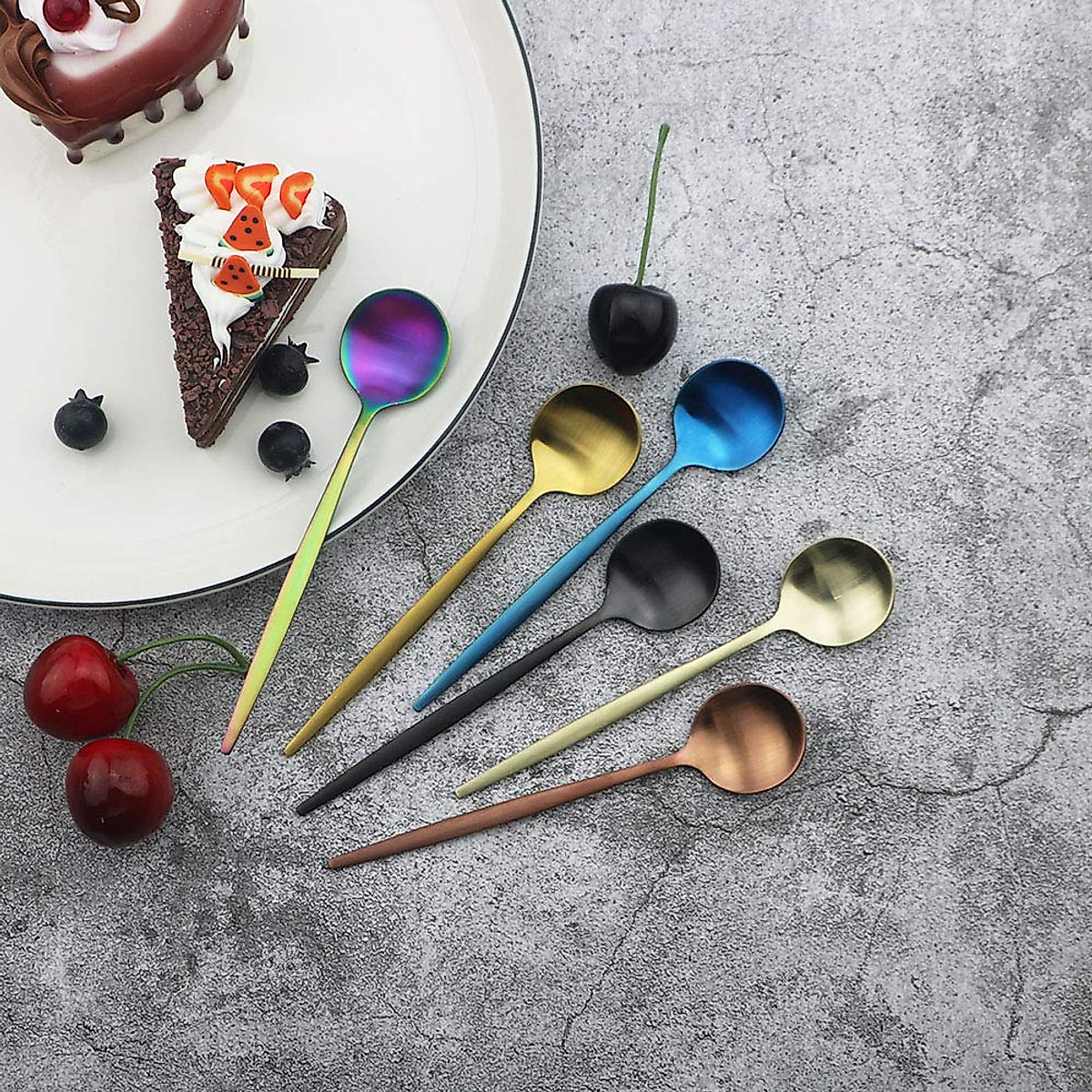 JASHII Rose Gold Silverware Set, 24 Pieces Stainless Steel Copper Flatware Set Cutlery Sets, Include Knife Fork Spoon Teaspoon, Service for 6 (Matte Rose Gold)