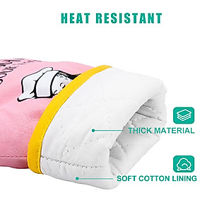 Miracu Funny Oven Mitts, Fun Pink Oven Mitt Set, Retro Kitchen Mitts - Baking Cute Oven Mitts for Women Friend, Mothers Day, Unique House Warming, Birthday Cooking Gifts for Women, Mom Wife Baker Her