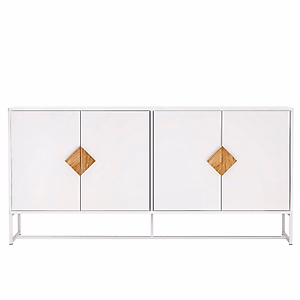 GLCHQ Sideboard Cabinet Kitchen Buffet Storage Cabinet Entryway Cupboard with Metal Legs and Solid Wood Square Handles for Kitchen Living Room Office Bedroom (4Doors and Double Storage)