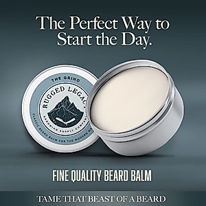 Rugged Legacy - Beard Balm, The Grind 2oz Beard Balm for Men, Scented Beard Balm with Notes of Coffee & Fresh Bergamot, Beard Balm Made with Natural Oils that Enrich Your Entire Beard - Roots To End