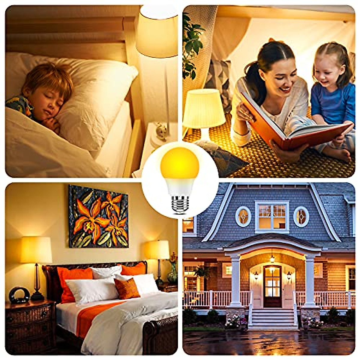 Neporal Amber Light Bulbs, 9W 60W Equivalent A19 Soft Light Bulbs, Blue Light Blocking Warm Light Bulbs, 1800K Amber Night Light Bulbs, Dim Light Bulbs for Healthy Sleep and Baby Nursery Light (3)