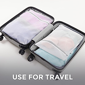 HOME GENIE Durable and Gentle Mesh Laundry Bags for Washing Delicates, Oversized Silicone Zipper, Machine Safe for Bras Lingerie Baby Garments, Net Bag for Tangle Free Wash Dry, Travel, 3 Pk Medium