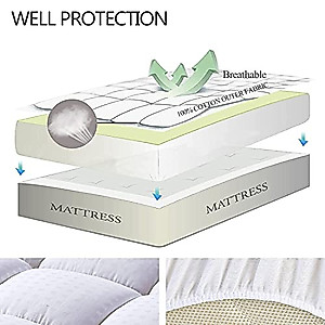 EASELAND Queen Size Mattress Pad Pillow Top Mattress Cover Quilted Fitted Mattress Protector Cotton Top 8-21" Deep Pocket Cooling Mattress Topper (60x80 Inches, White)