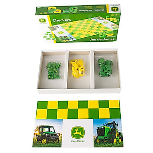 John Deere Checkers Board Game - Includes Themed Folding Board, Checkers, and Collectible Tractor Kings - Collectible Farm Toys and Strategy Games - Ages 6 Years and Up