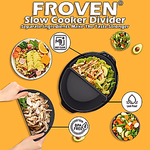 6 Quart Silicone Slow Cooker Divider Liners Oval. Thickened, Weighted & Sturdy Reusable Crockpot Inserts Compatible With Most 6 Qt Crock Pot Slow Cookers Accessories. Leakproof, Dishwasher Safe