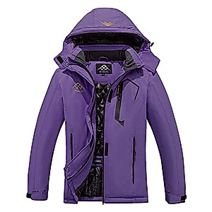 INVACHI Ladies Ski Jackets Waterproof Windproof Winter Coat With Detachable Hood