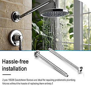 2-Pack 15528 Shower Faucet Escutcheon Screws Replacement for Moen - Escutcheon Trim Screws Shower Handle Cover Plate Screws for One-Handle Tub and Shower Faucets