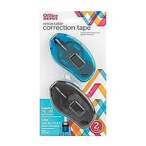Office Depot® - Correction Fluid - Correction Tape Slide - 7.5" x 3.95" x 1" - White - PK of 2