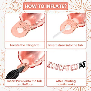 KatchOn, Rose Gold Educated AF Balloons Banner - 16 Inch | Educated AF Graduation Balloons for Graduation Decorations Class of 2024 | Educated AF Graduation Banner, 2024 Graduation Party Decorations