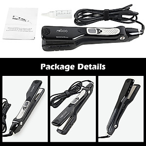 MKBOO Hair Straightener with Steam, Salon Professional Nano Titanium Ceramic Steam Flat Iron with Removable Comb+Digital LCD+5 Level Adjustable Temperature+Auto Temperature Lock Black