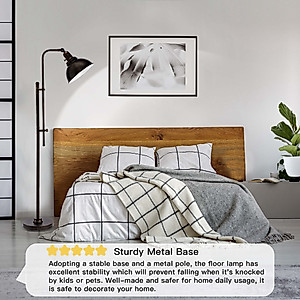 PARTPHONER Industrial Floor Lamp Adjustable, Rustic Farmhouse Reading Lamp in Aged Black Finish, Modern Standing Lamp with Remote Control Metal Shade for Living Room Bedroom Study Room Office Hotel