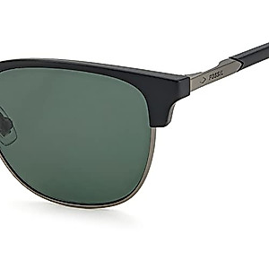 Fossil Men's Male Sunglass Style FOS 2113/G/S Square, Matte Black/Green, 51mm, 20mm