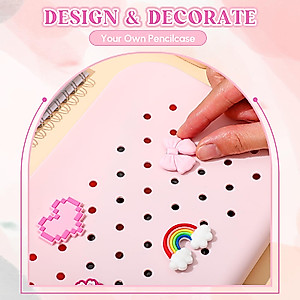 Bulyoou Pink Silicone Pencil Case with Shoe Charm Slots Cute Pencil Bags Pencil Pouch Aesthetic Pencil Pouch Makeup Pouch for Women DIY Without Charms