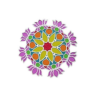 DIY MDF Readymade Round Lotus Designer Rangoli Mat Easy to Use Rangoli Template Easy to Fill Wooden MDF Rangoli Boards for Indian Traditional Festival (Size:- 12 Inches Diameter)