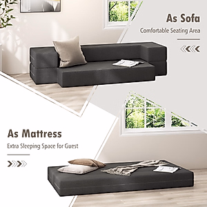 RELAX4LIFE Convertible Folding Sofa Bed - Medium Firm Fold Out Futon Couch w/8’’ Memory Foam, Washable Cover, Floor Lounge Sleeper Mattress for Living Room Guestroom Home Office Dorm Apartment (Twin)