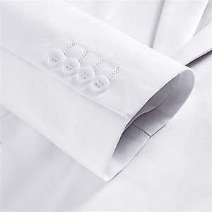 Men's Slim Fit Double Breasted Jacket Slim Fit Business Daily Prom Blazer Peak Lapel Groom Wedding Party Suit Coat (White 2,X-Large)