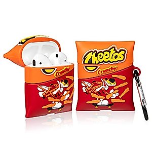 JoySolar for Airpod 1&2 Case, Cute Cartoon 3D Soft Silicone Air Pods Funny Cover, Kawaii Fun Cool Keychain Design Shell, Food Fashion Stylish Girls Kids Teens Women Cases for Airpods (Cheto Chip)