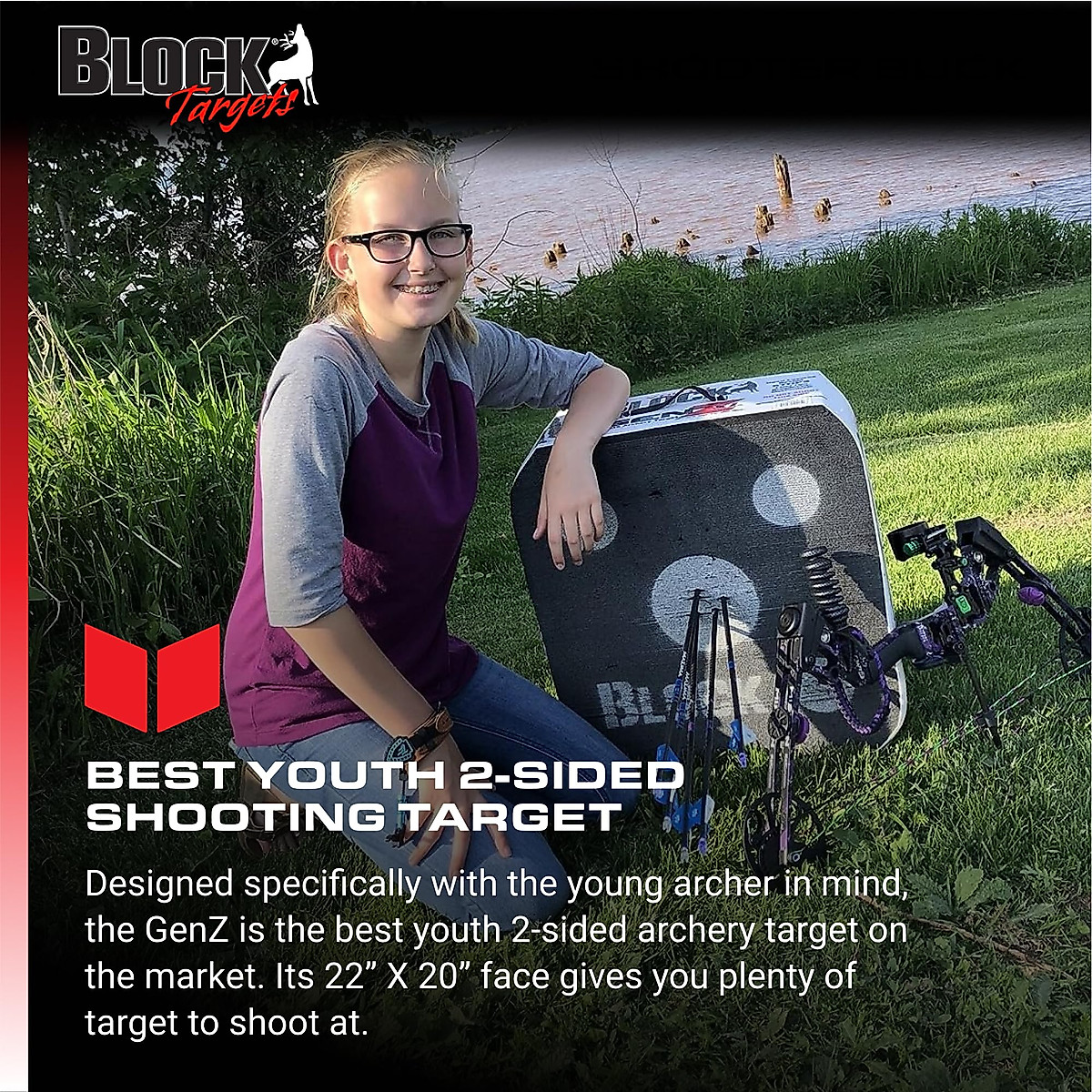 Field Logic Block GenZ XL 20” Youth Archery Arrow Target, Black and White