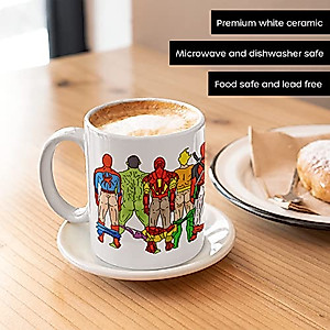 Switzer Kreations Superhero Butts Mug, Funny Gift for Friends and Family, Coffee Mug with Superhero Butts, Ceramic 11oz 15oz, White (11 Ounces)