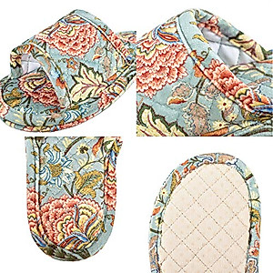 LOOPUINHOM Floral Velvet House Slippers for Women, Lightweight Open Toe Washable Portable Foldable Comfortable Guest Hotel Travel Airplane Spa Slippers Blue(7-8)