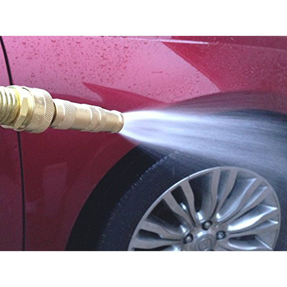 Hose Nozzle High Pressure - Lead-Free Brass for Car Or Garden - Solid Brass - 2 Nozzle Set - Adjustable Water Sprayer from Spray to Jet - Heavy Duty - Fits Standard Hoses - with Gardening E-Book