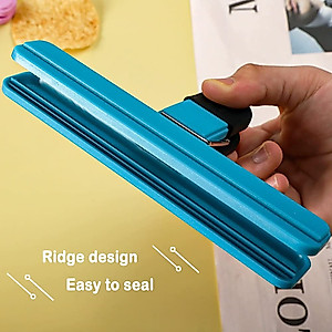 BamLue 12 Pack Large Bag Chip Clips, Heavy Duty Reusable Bag Seal Clips with 6 Assorted Colors Food Storage Clamps Air Tight Seal Grip for Snacks Coffee Vegetables Fruit